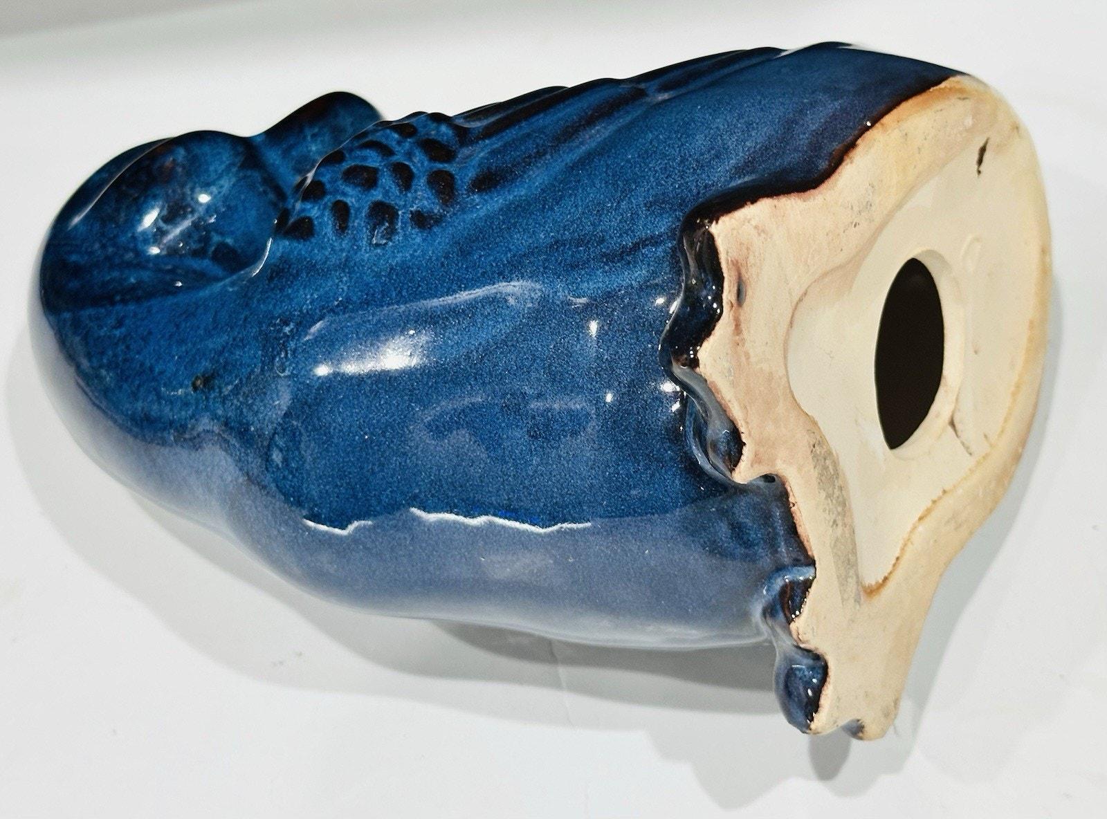 Vintage Pottery Duck Figurine Cobalt Blue Bird Speckled Woodland ...