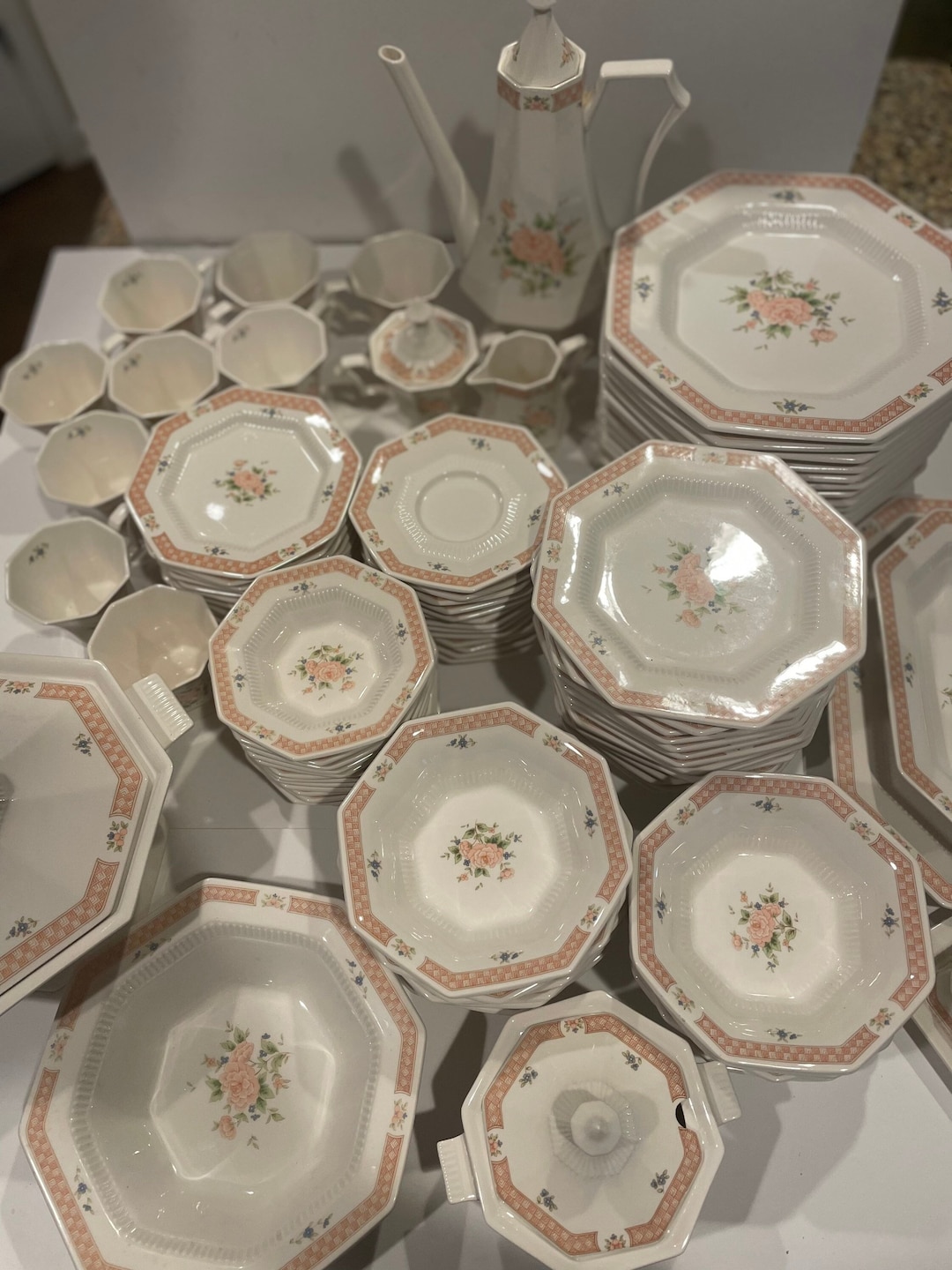 Nikko Classic_ Cameo Rose Octagonal Plates_ Complete Setting for 12 ...