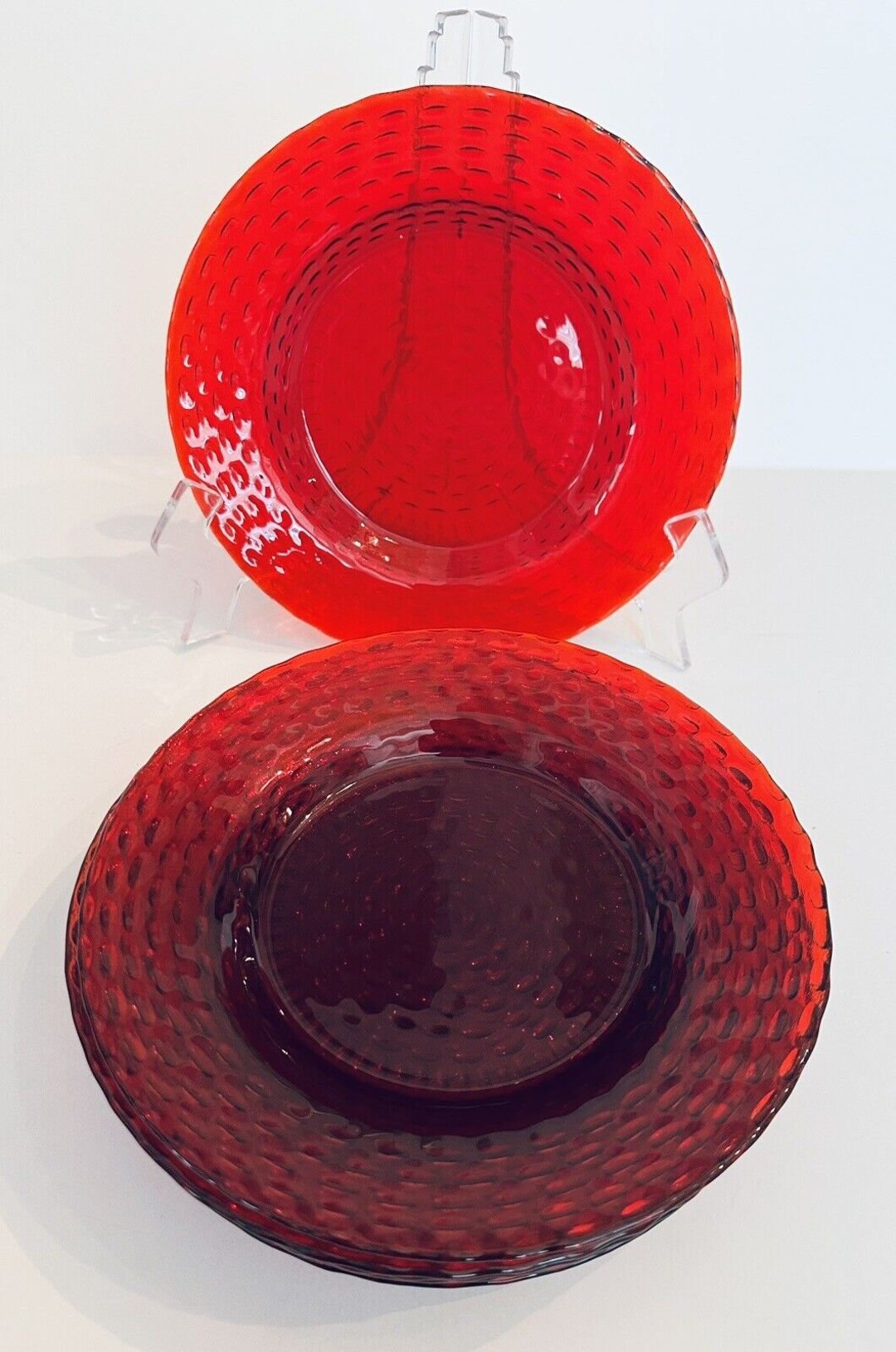 7 Vintage Ruby Red Hobnail Glass Plates - 8 Inch - Etsy