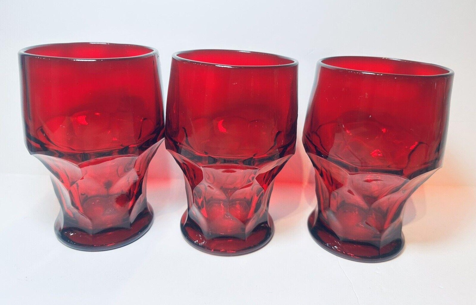 3 Viking Glass Georgian Ruby Red Glass Flat Bottom Tumblers 5" Tall - Etsy