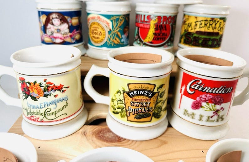 Vtg the Corner Store Porcelain Advertising 1980's Collectable Mugs ...