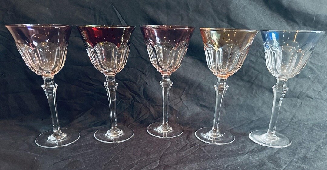 Vintage Bayel Blown Crystal Wine Glasses: 1950s French Glassware, Set ...