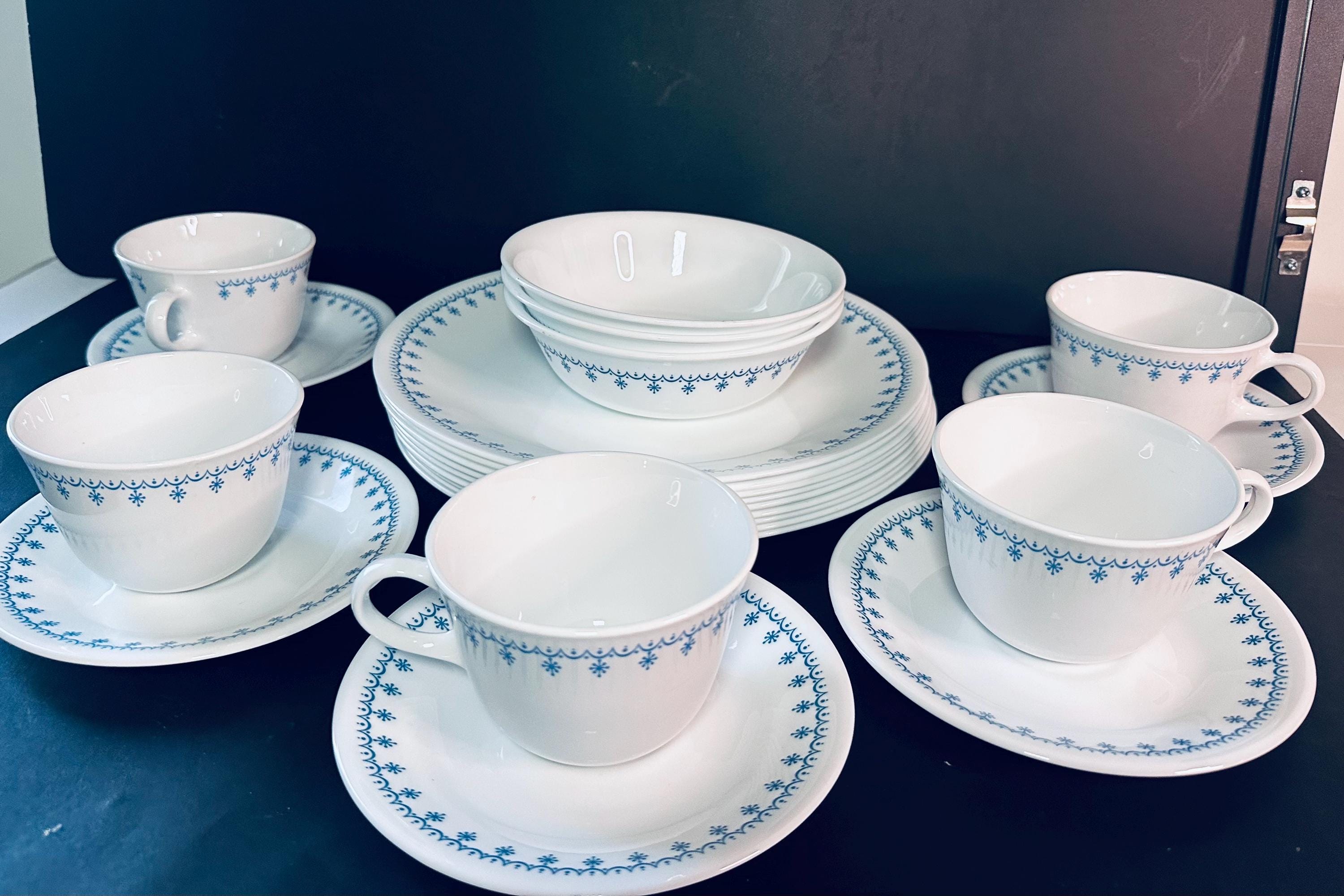 Corelle Blue Snowflake- Dinner/cereal Bowls/ Saucers/cups. Pick Yours ...
