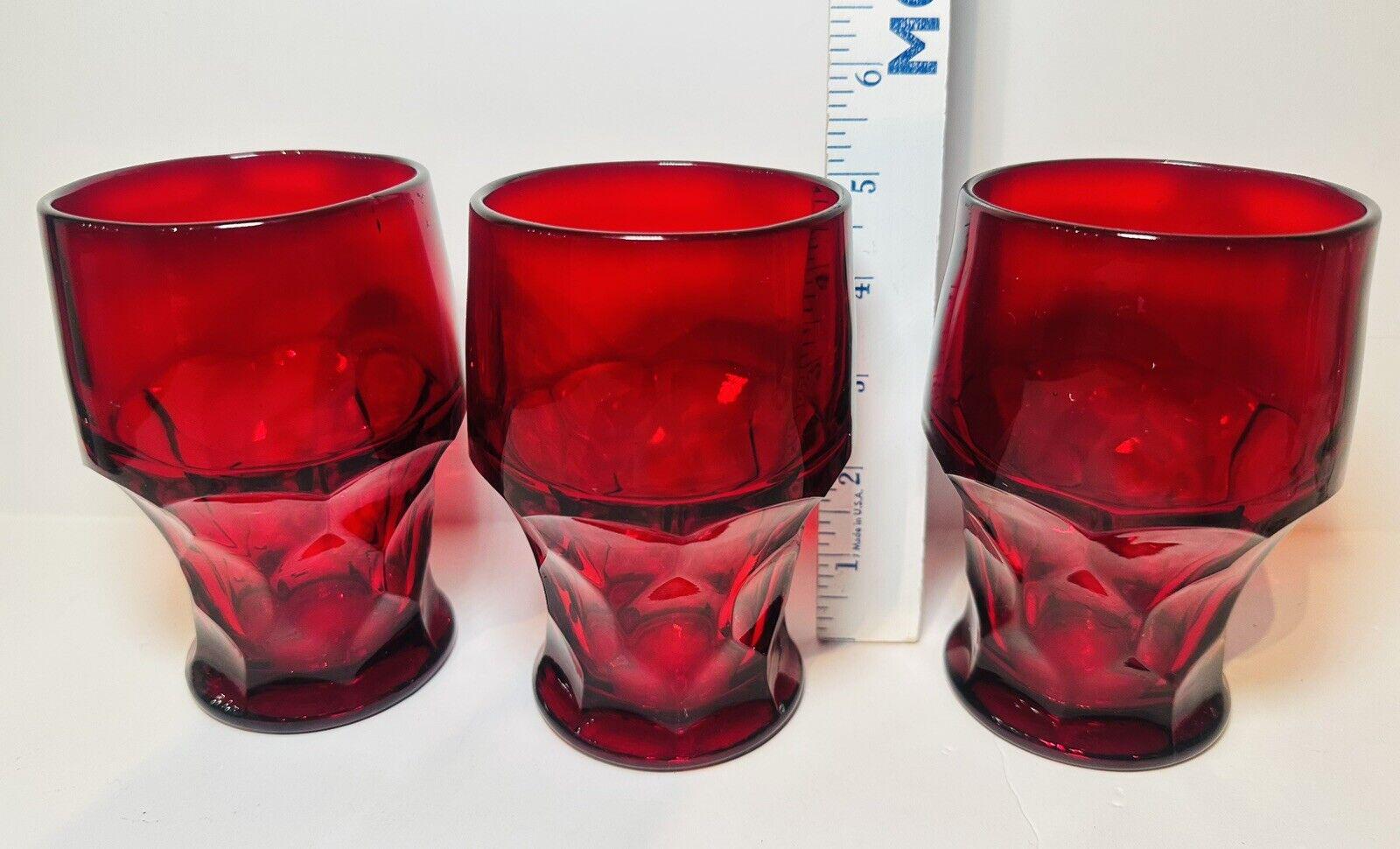 3 Viking Glass Georgian Ruby Red Glass Flat Bottom Tumblers 5" Tall - Etsy