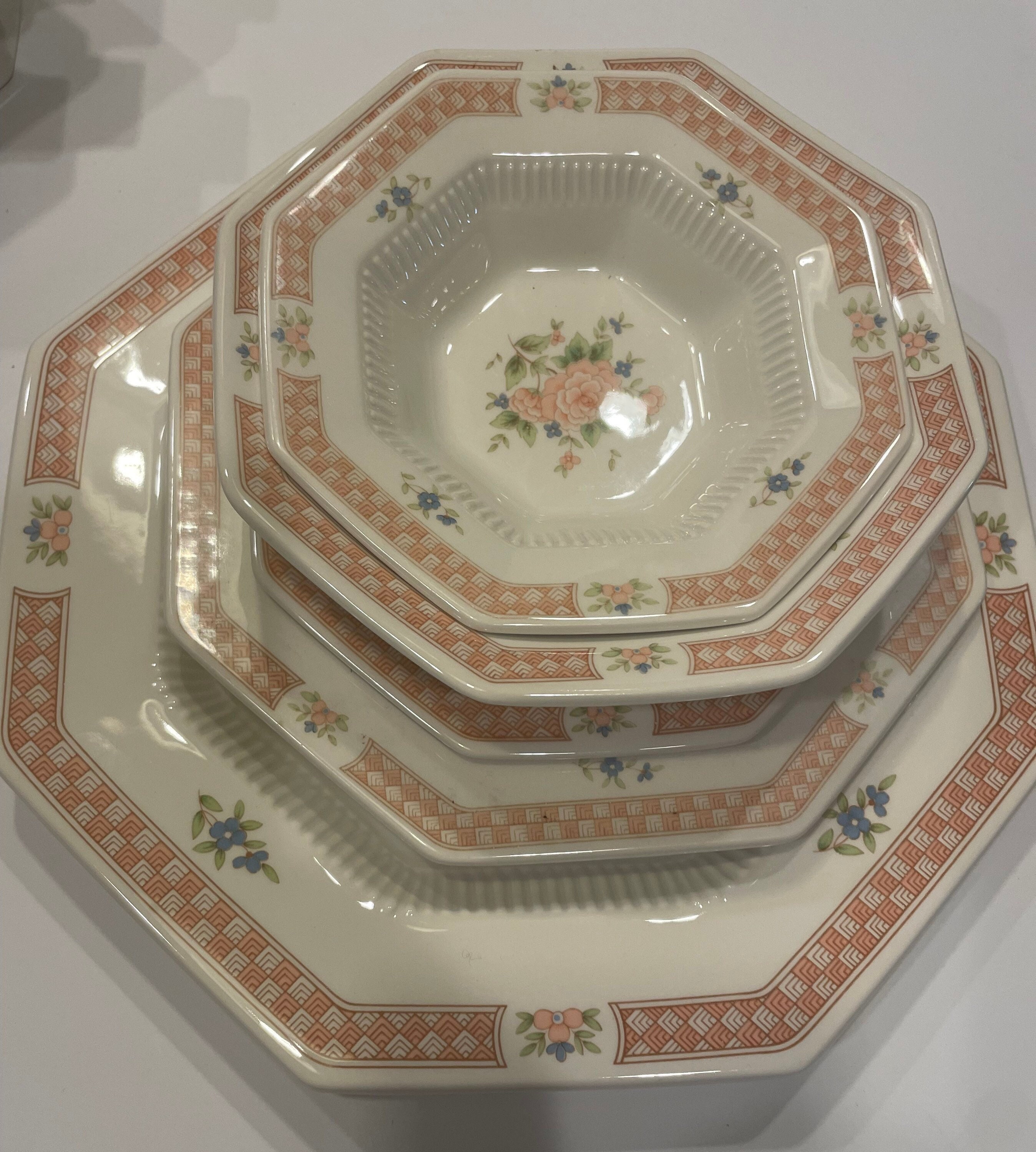 Nikko Classic_ Cameo Rose Octagonal Plates_ Complete Setting for 12 ...