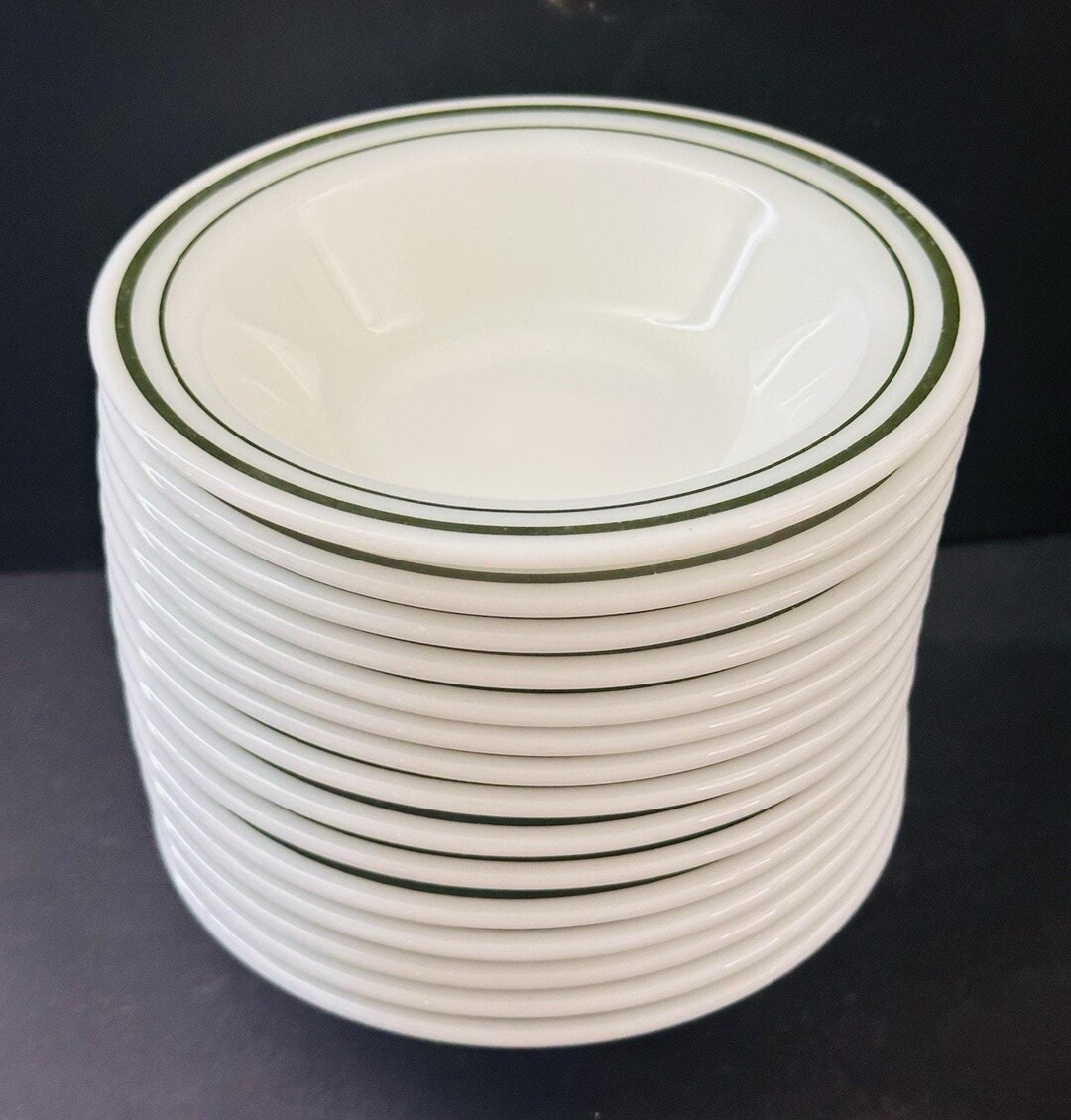 Vintage Pyrex Grewn Band/white Milk Glass Cereal Bowls. Set of 4 - Etsy