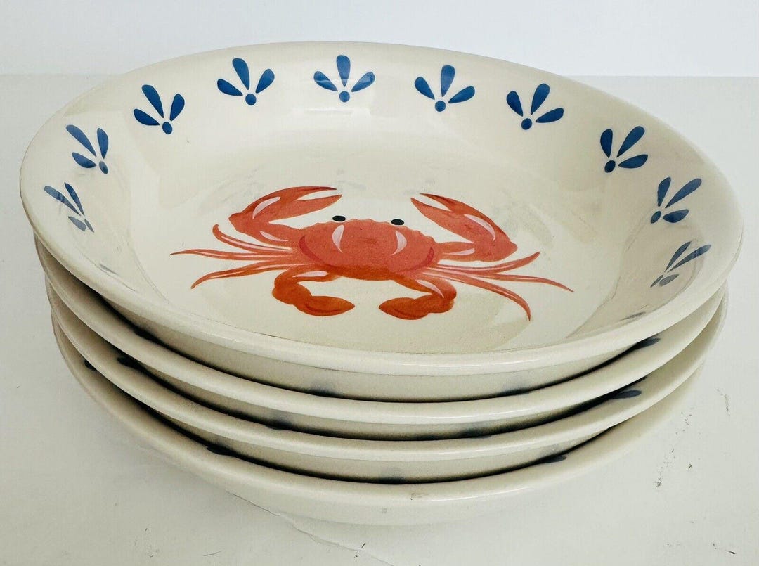 Ceramic Crab Plates_ Set Of4 Hand Painted_ Made Taiwan by Woodard ...