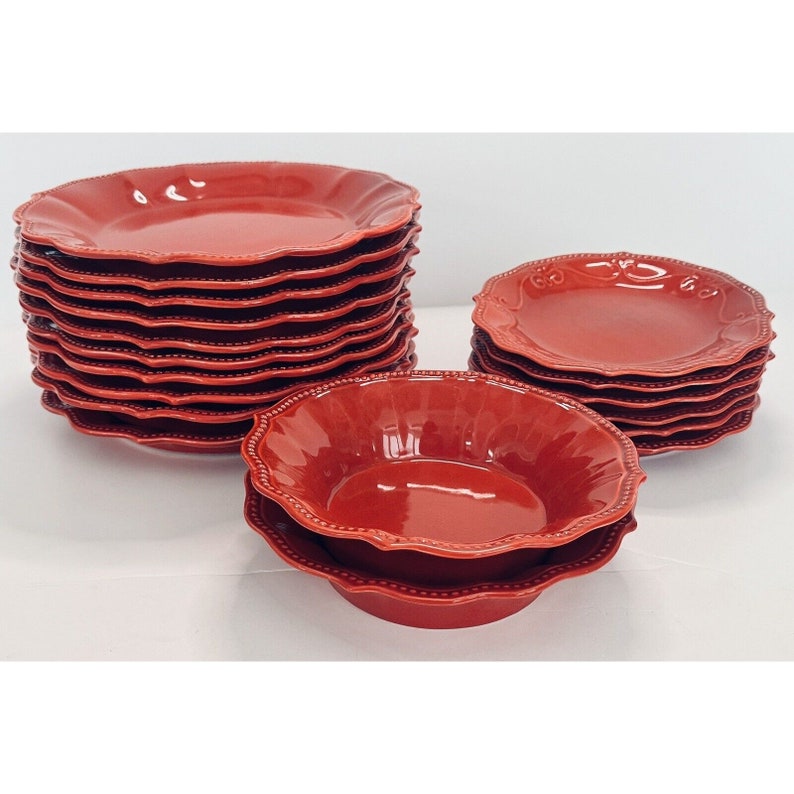 The Pioneer Woman Paige Red Dinnerware Set & Replacement Pieces. - Etsy