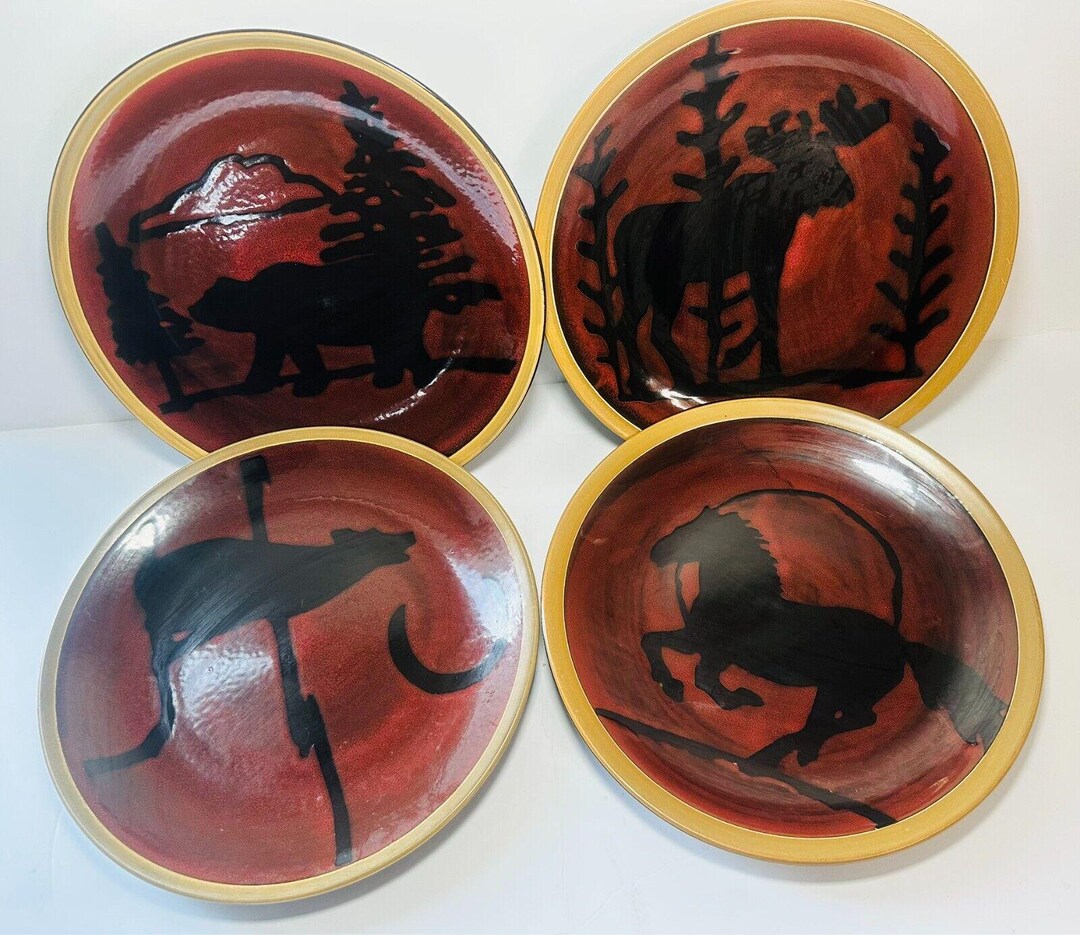 Mesa Stoneware Dinner Plates Wildlife Animals_ Brown. Set of 4. - Etsy