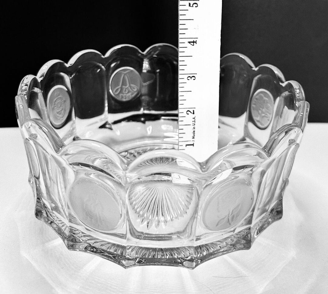 Vintage Fostoria Clear Coin Glass Round Serving Bowl W Scalopped Edge ...