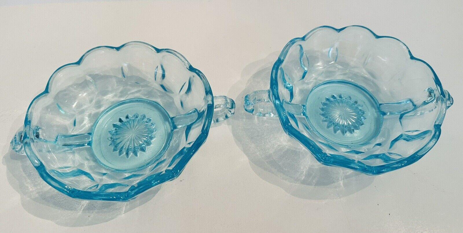 Vintage Anchor Hocking Fairfield Aqua Blue Glass Bowl Candy Dish With ...