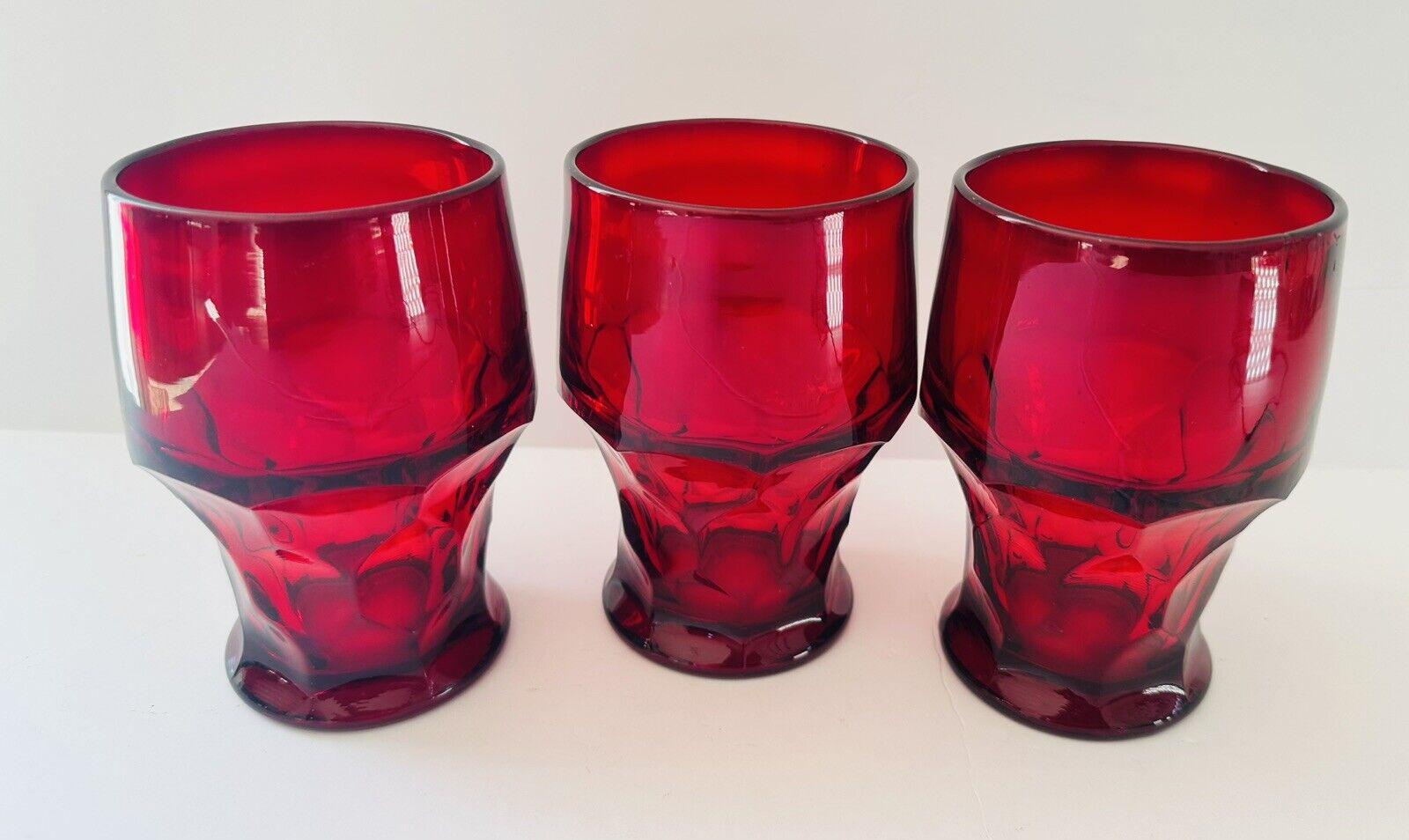 3 Viking Glass Georgian Ruby Red Glass Flat Bottom Tumblers 5" Tall - Etsy