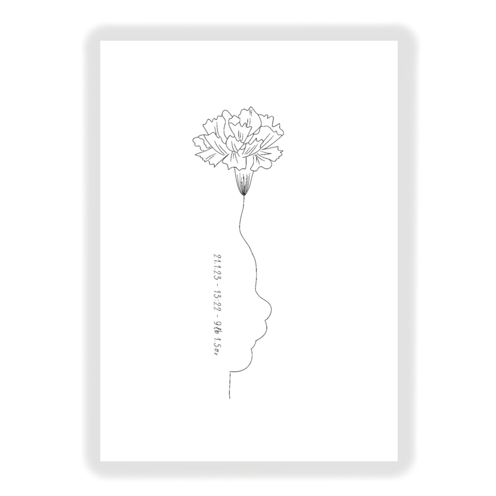 Baby Side Profile and Birth Details With Birth Month Flower, Digital ...