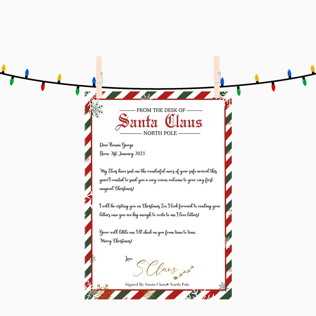 Babys 1st Christmas Letter From Santa, Printable Babys 1st Christmas ...