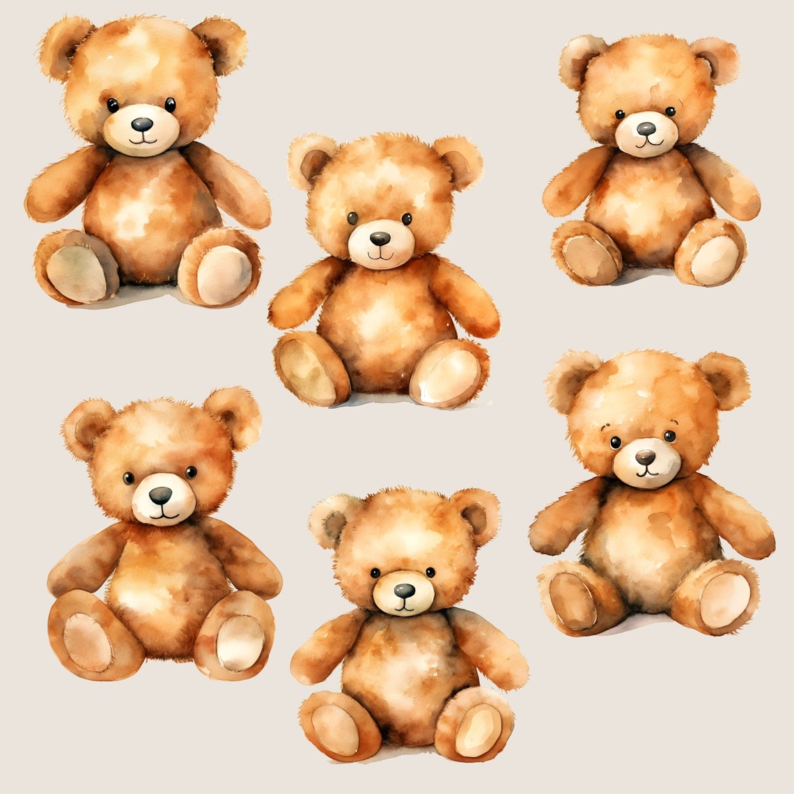 Teddy Bear Clipart Watercolor Clipart for Commercial Use - Etsy
