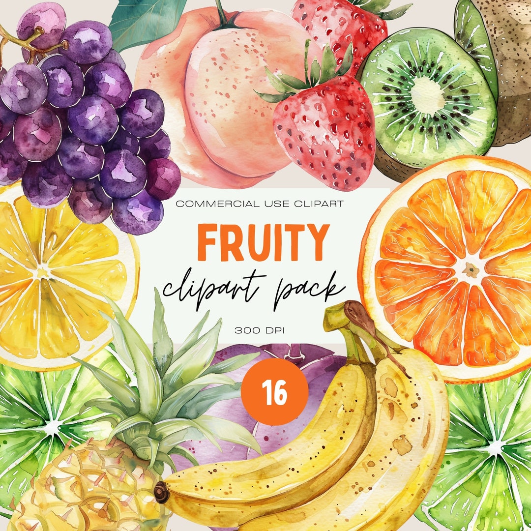 Watercolor Summer Fruits Clipart Pack, Berry First Birthday, Commercial ...