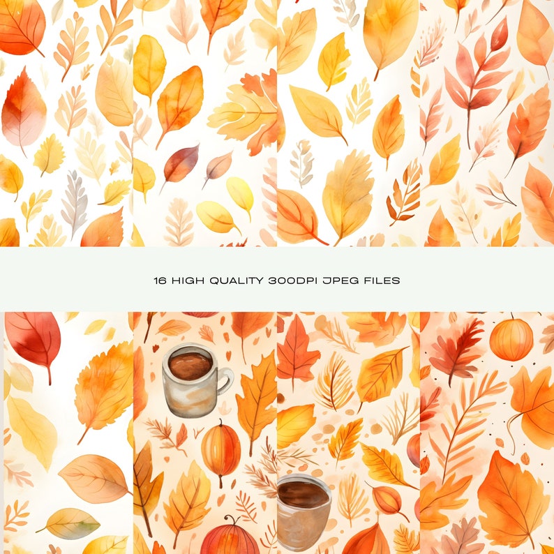 Fall Leaves Digital Paper, Printable Scrapbook Paper, Texture ...