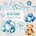 Blue Baby Shower Clipart Bundle Watercolor, Commercial Use Transparent ...