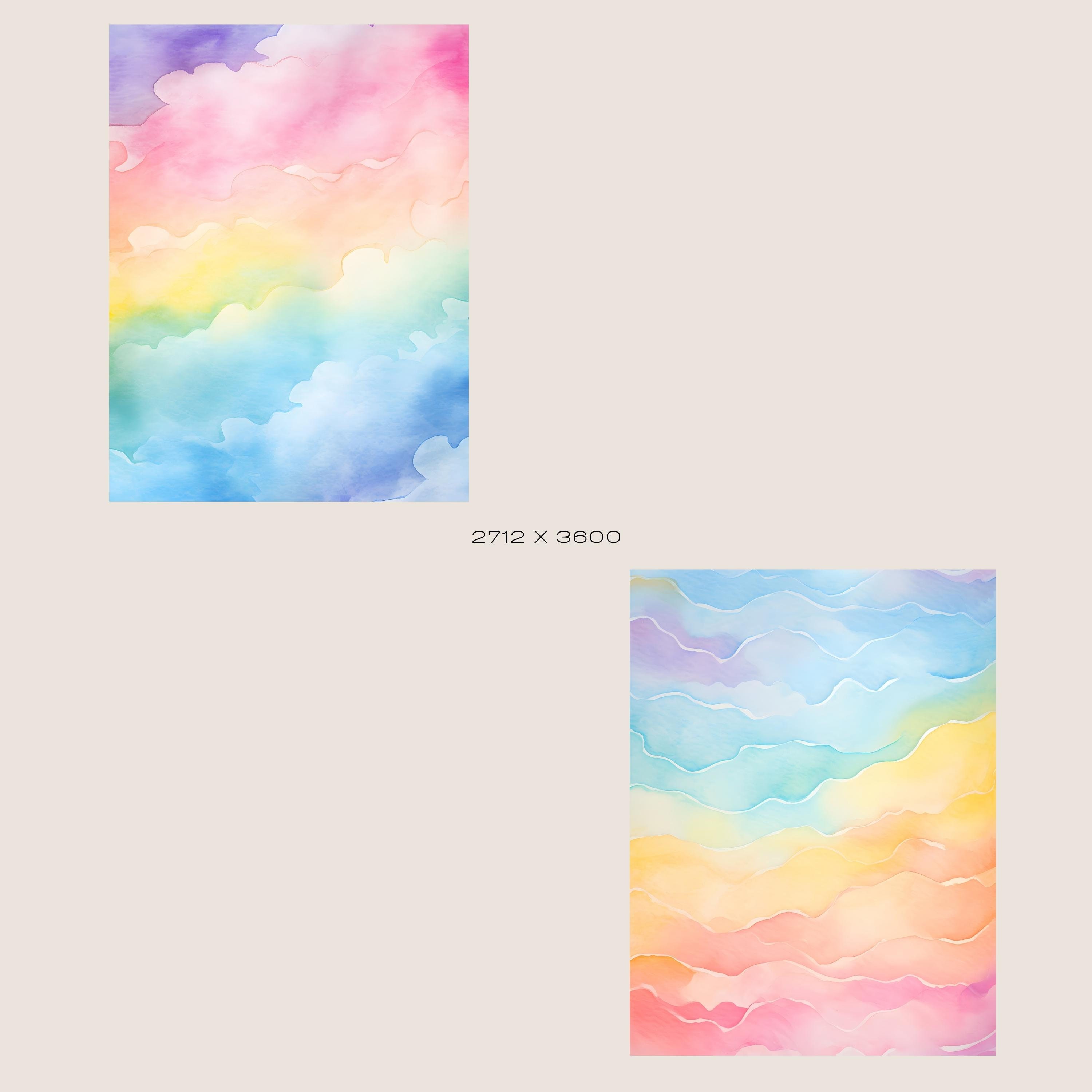 Watercolor Rainbow Digital Paper, Printable Scrapbook Paper, Texture ...