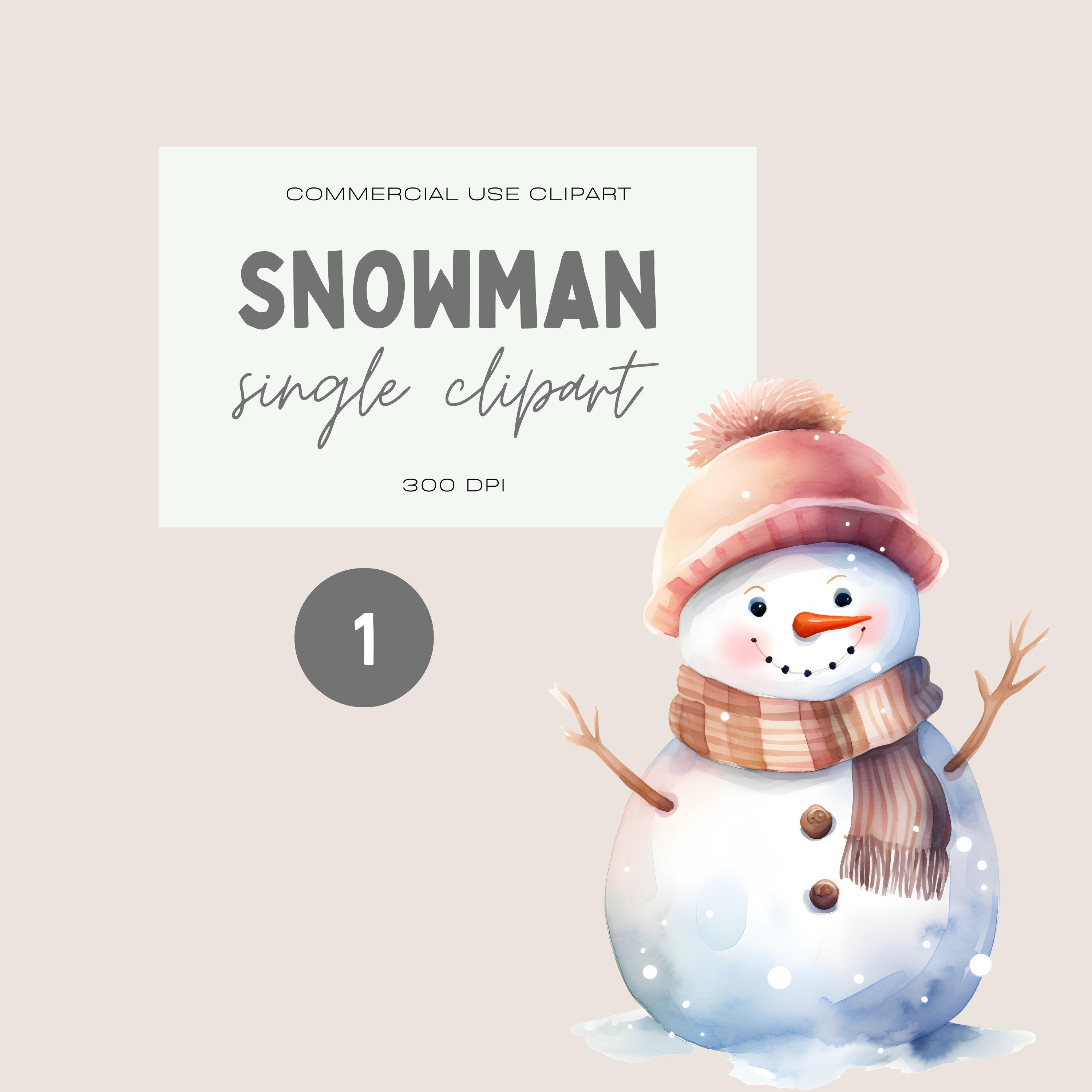 Snowman Watercolor Clipart, Single Image File, Transparent PNG ...