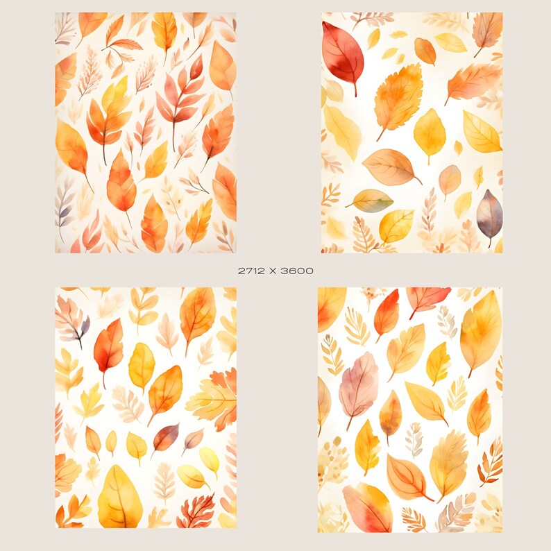 Fall Leaves Digital Paper, Printable Scrapbook Paper, Texture ...