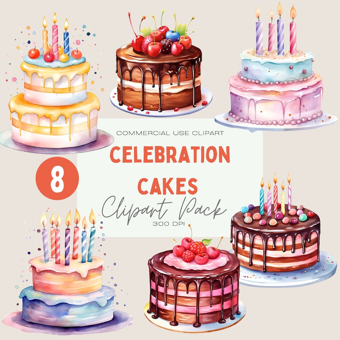 Birthday Cake Clipart, Clipart for Commercial Use, Transparent Pngs ...