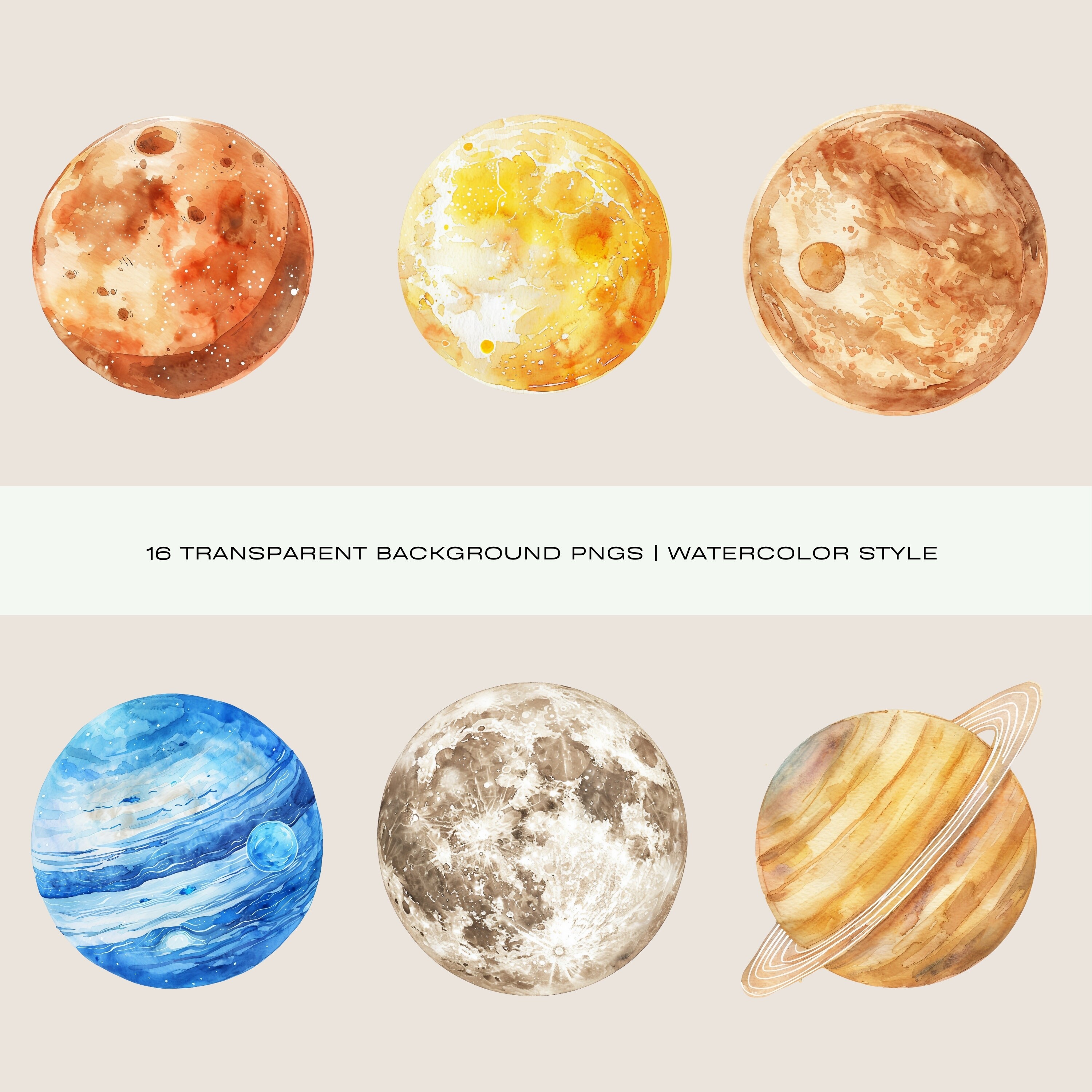 Watercolor Space Clipart Bundle, Astronaut Rocket Transparent Pngs ...