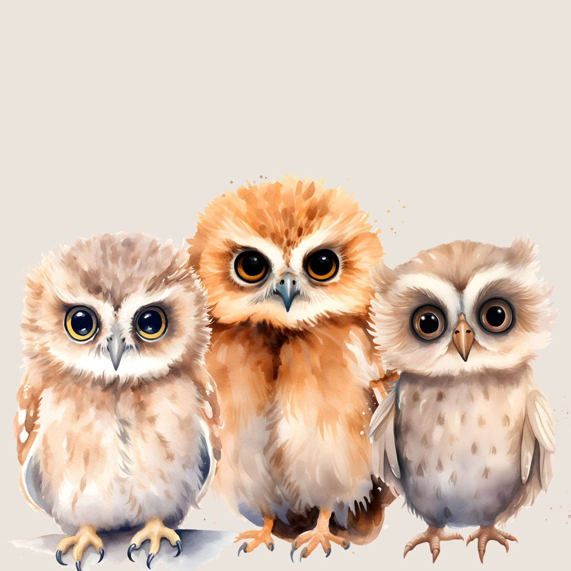 Baby Owl Clipart Watercolor, Clipart for Commercial Use, Transparent ...