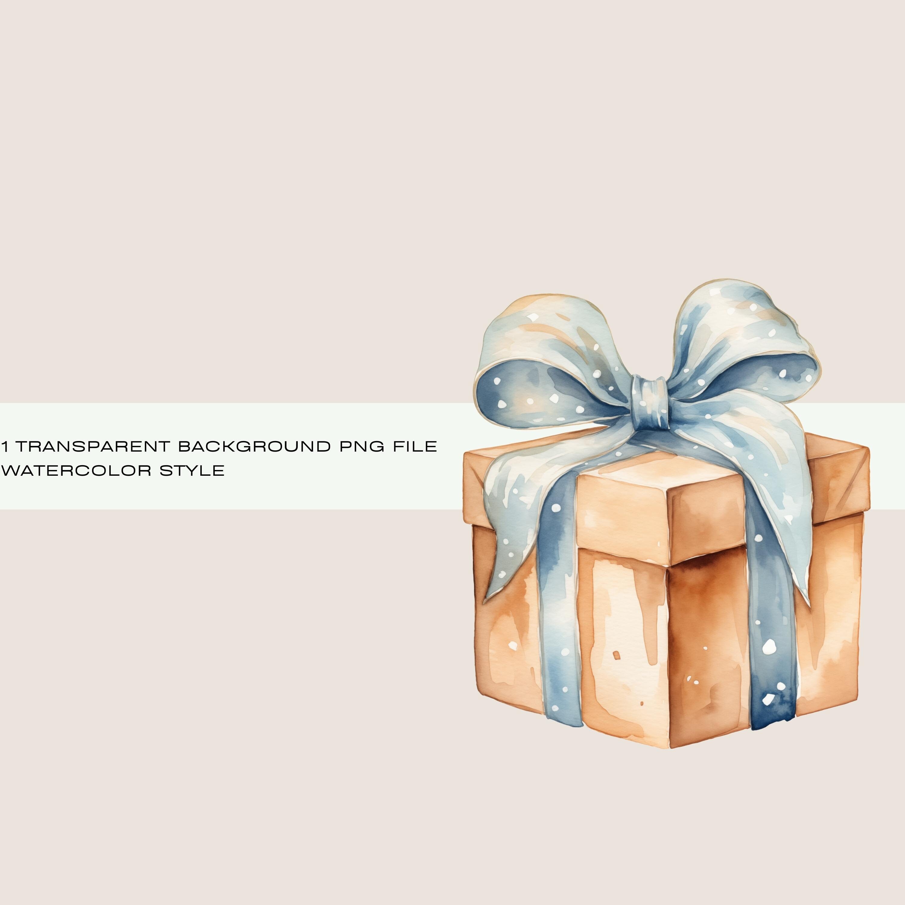 Watercolor Present Clipart, Single Image File, Transparent PNG ...