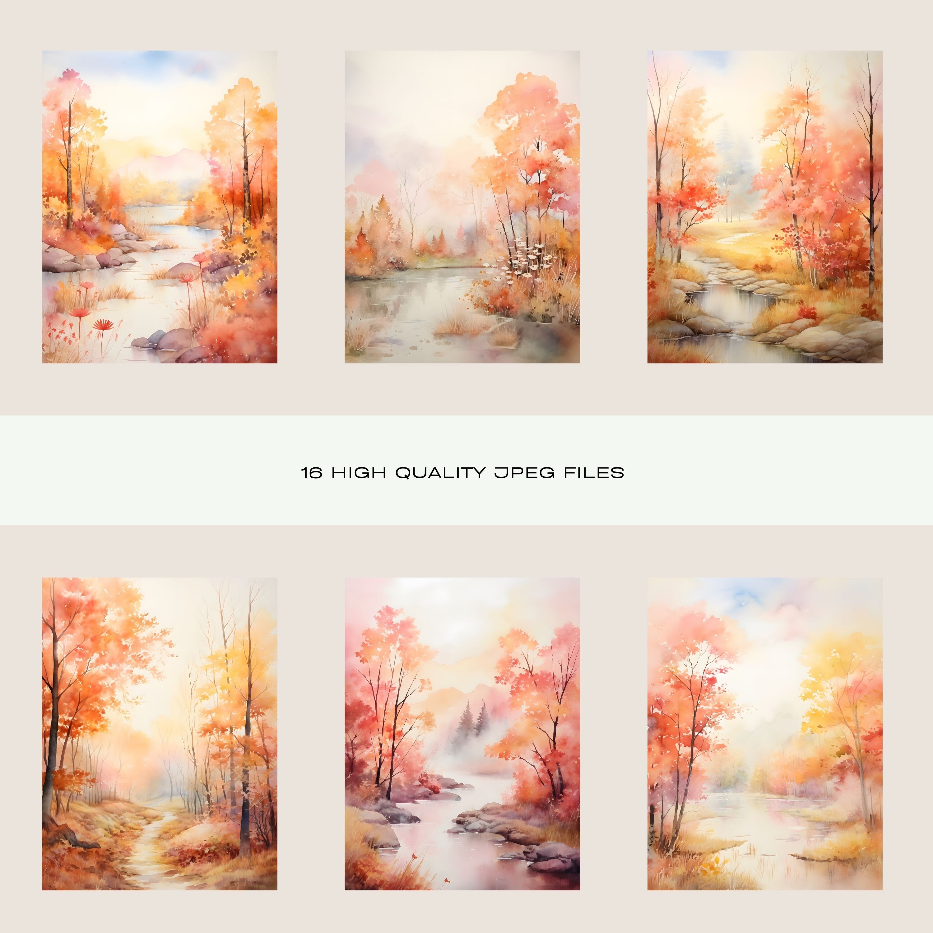 Watercolor Fall Digital Paper, Printable Scrapbook Paper, Texture ...