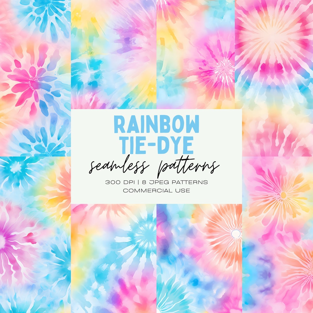 Rainbow Tie-dye Seamless Patterns, Bright Pastel Backgrounds ...