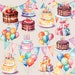 Birthday Party Clipart Bundle Watercolor, Clipart for Commercial Use ...