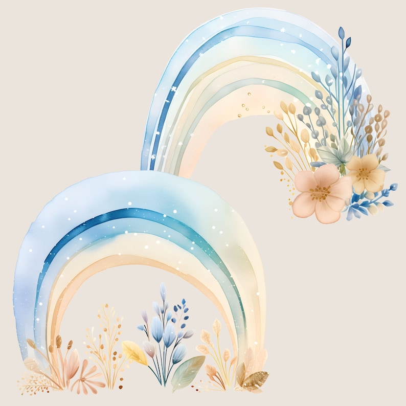 Watercolor Neutral Rainbows Clipart, Commercial Use Clipart ...