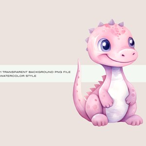 Pink Dino Watercolor Clipart, Single Image File, Transparent PNG ...