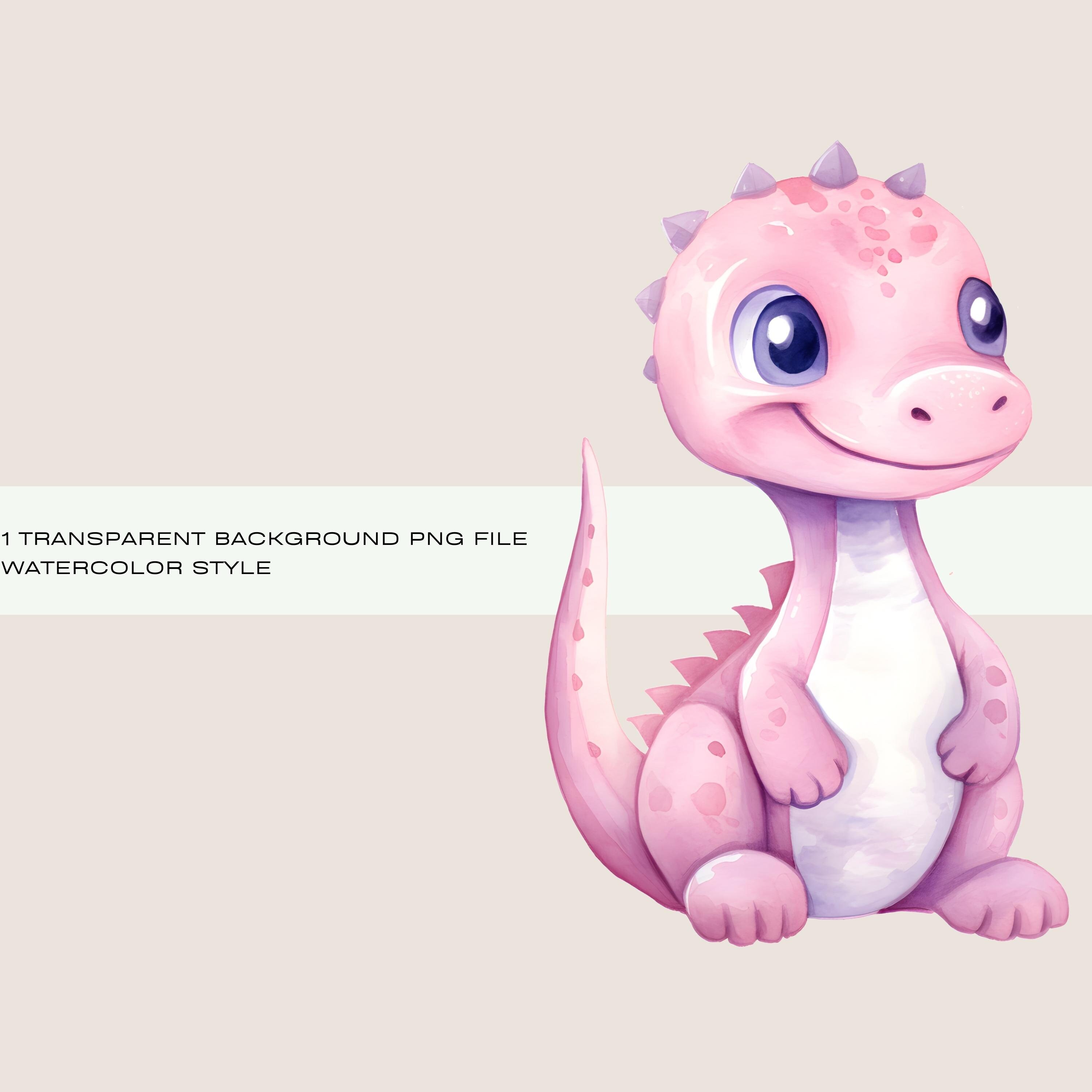 Pink Dino Watercolor Clipart, Single Image File, Transparent PNG ...
