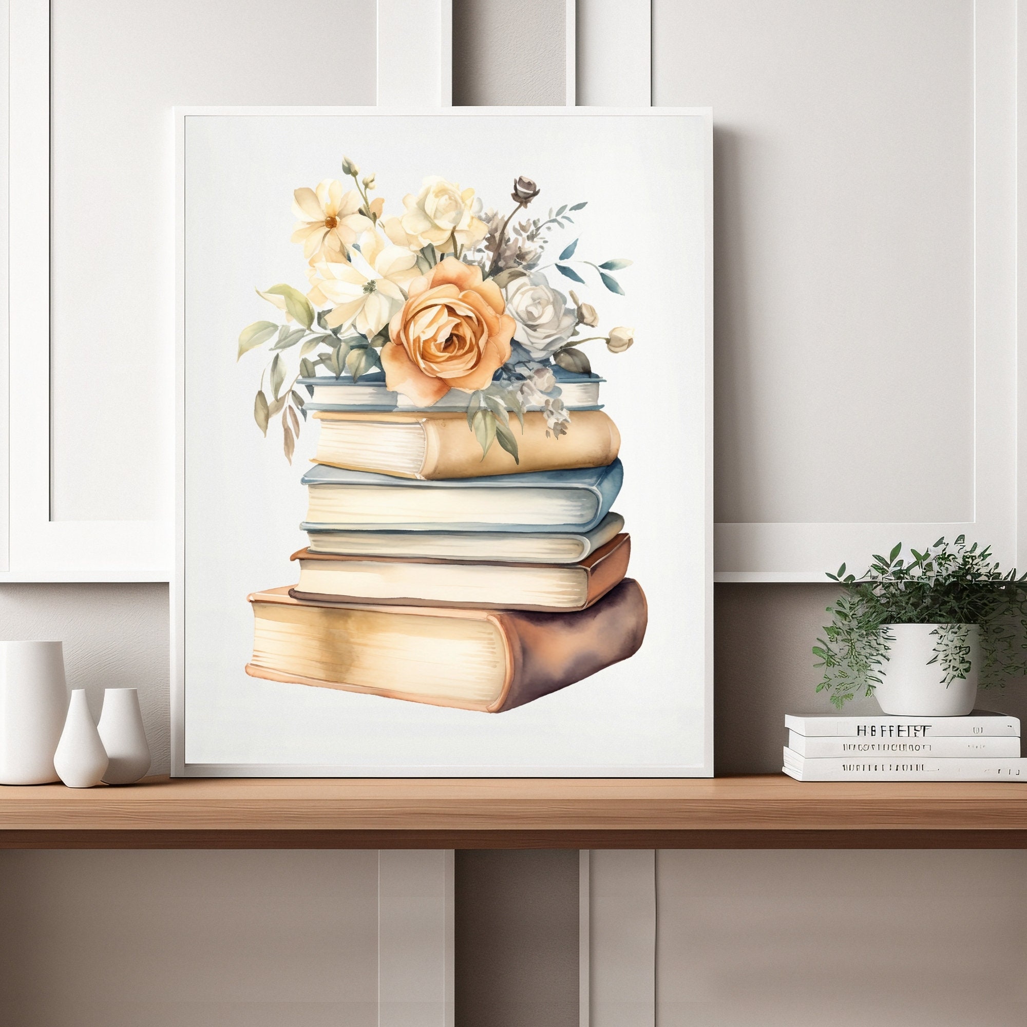 Cozy Bookish Clipart Pack, Watercolor Reading Scenes, Commercial Use ...