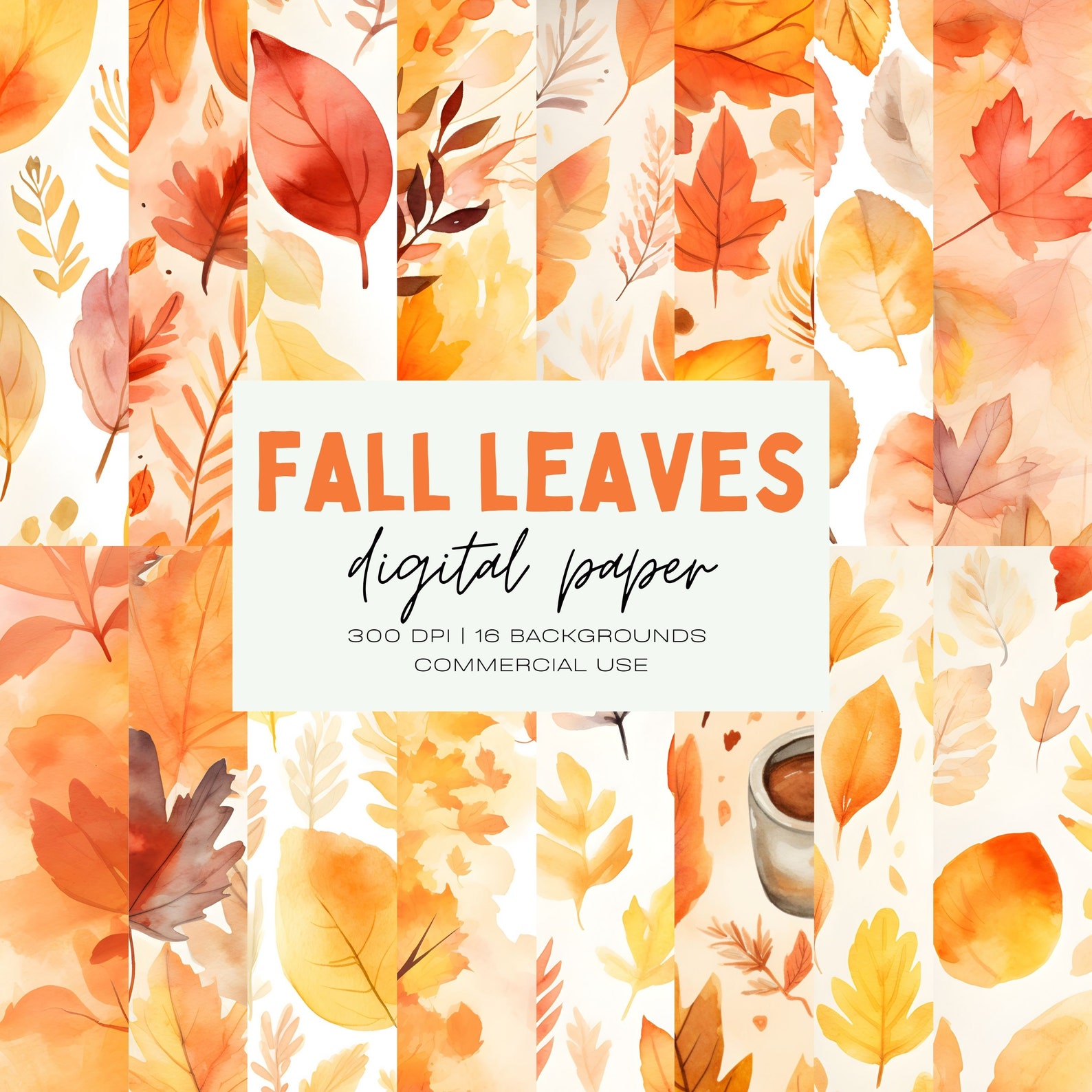 Fall Leaves Digital Paper, Printable Scrapbook Paper, Texture ...