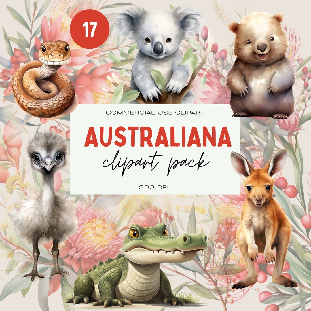 Australiana Clipart, Transparent PNG, Watercolor Australian Animals ...