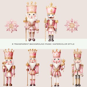 Pink Christmas Nutcracker Clipart Pack, Festive Watercolor Graphics ...