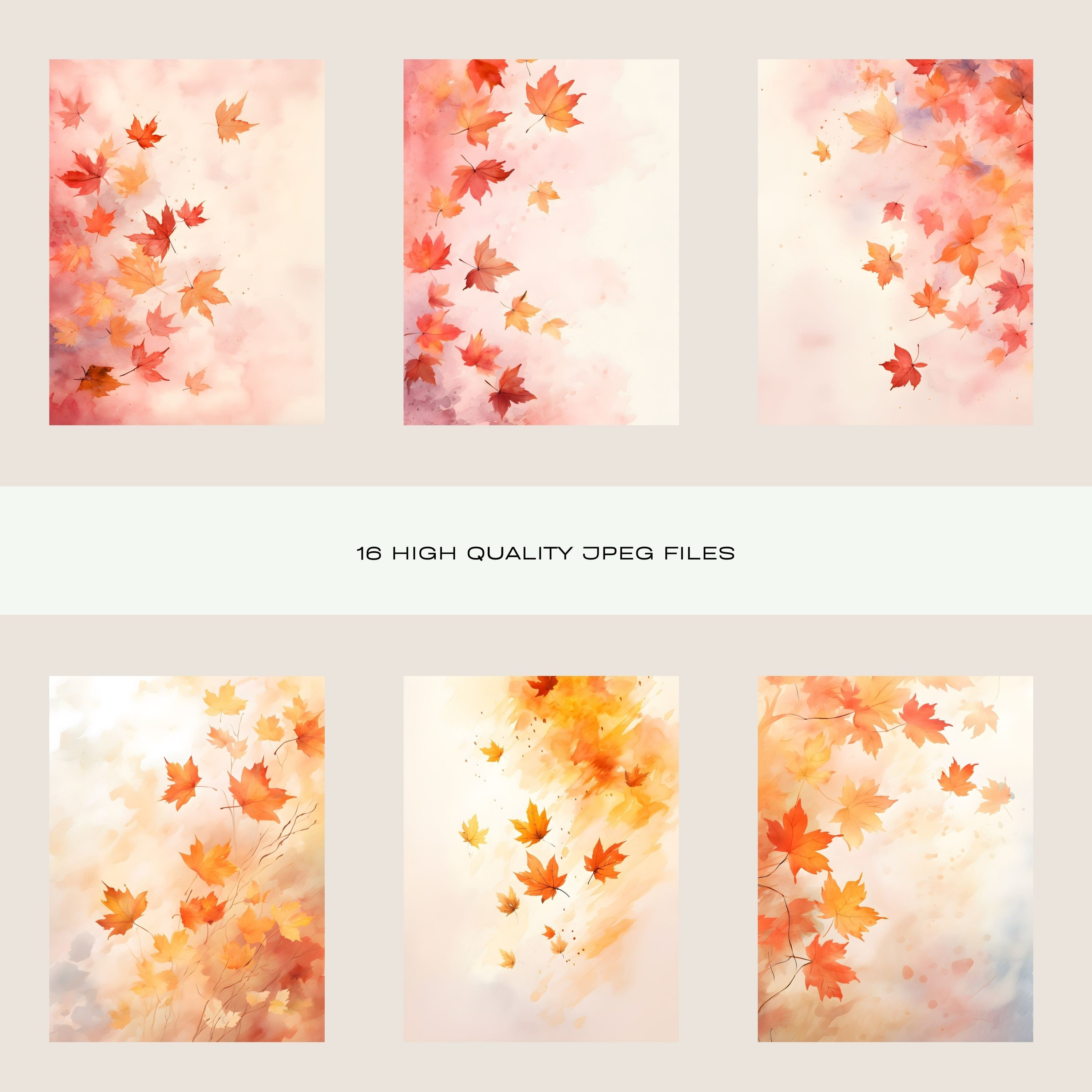 Watercolor Fall Digital Paper, Printable Scrapbook Paper, Texture ...