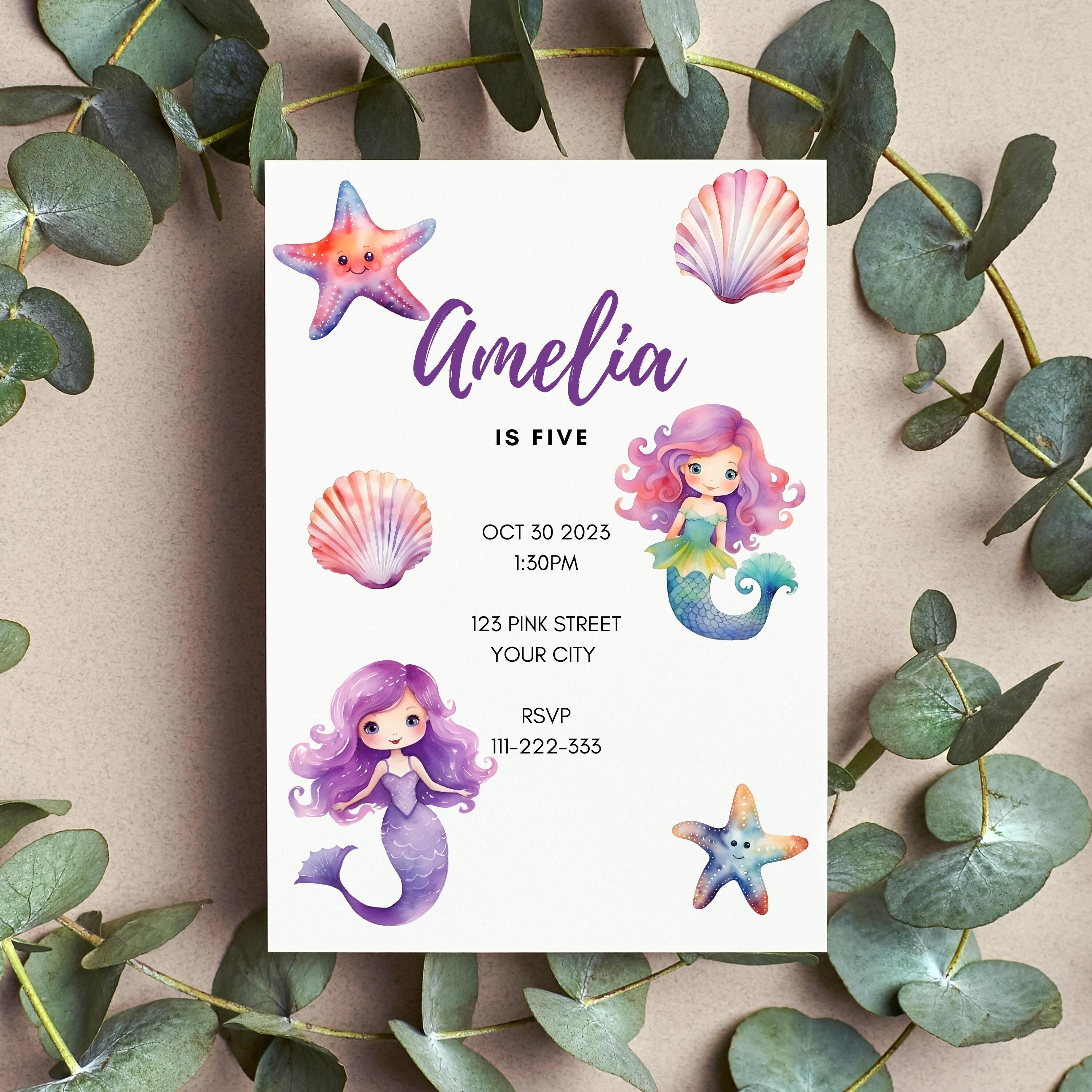 Mermaid Watercolor Clipart Pack Rainbow Little Mermaid - Etsy