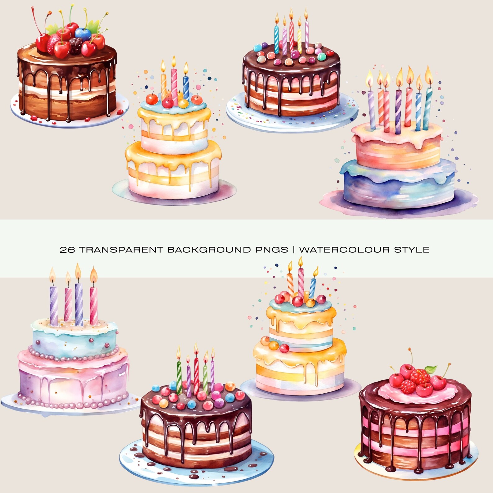 Birthday Party Clipart Bundle Watercolor Clipart for - Etsy