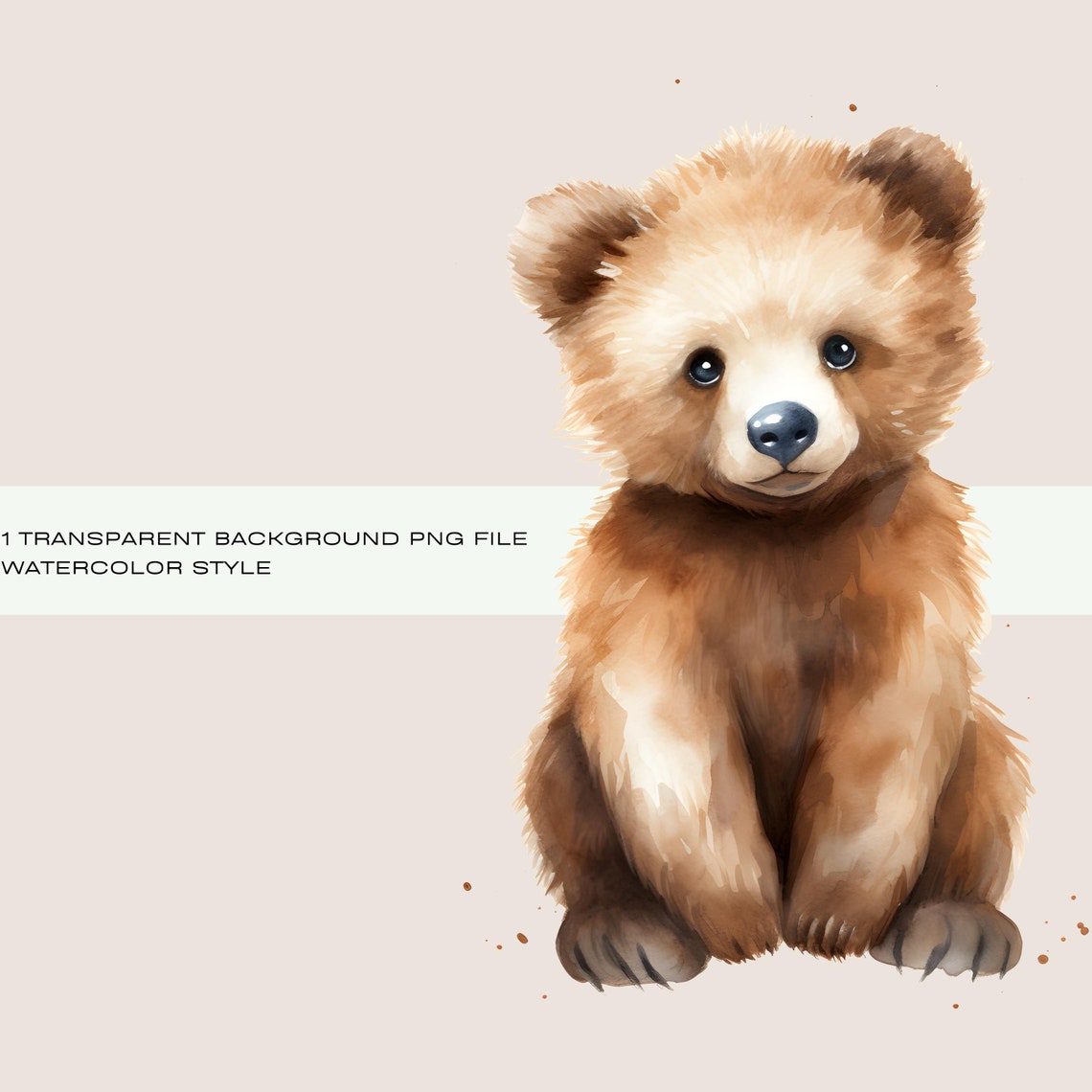 Baby Bear Watercolor Clipart, Neutral Baby Shower Graphic (PNG) - Etsy