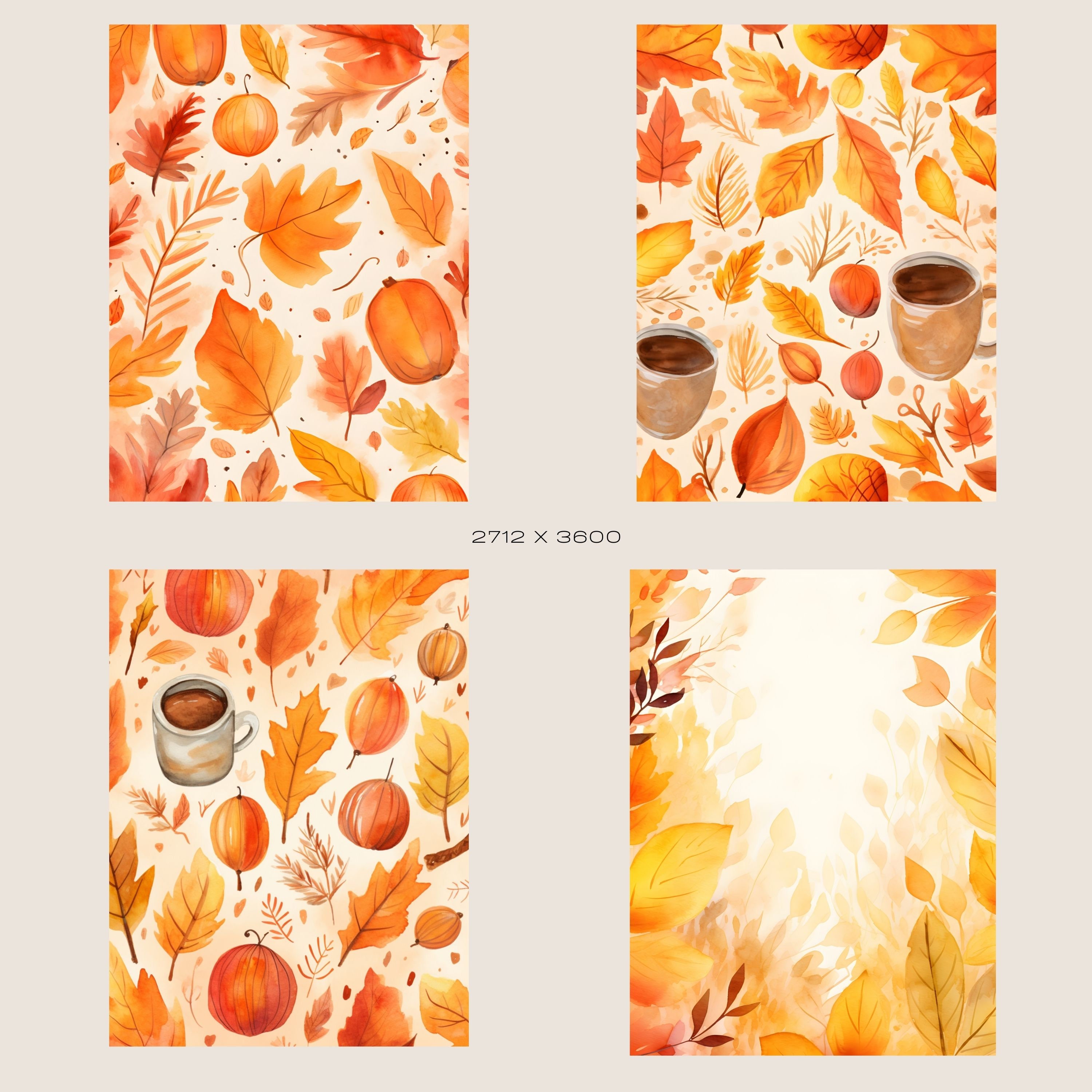 Fall Leaves Digital Paper, Printable Scrapbook Paper, Texture ...