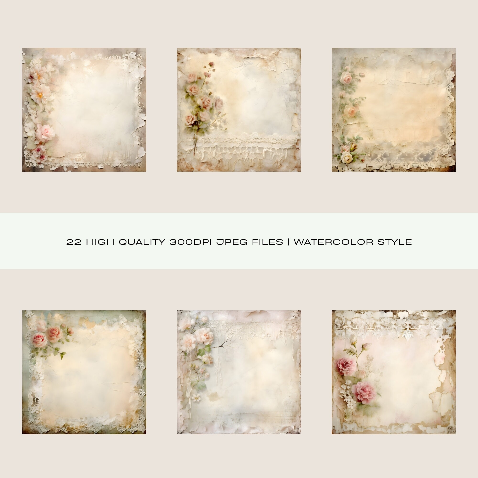 Shabby Chic Floral Digital Paper, Printable Scrapbook Paper, Junk ...