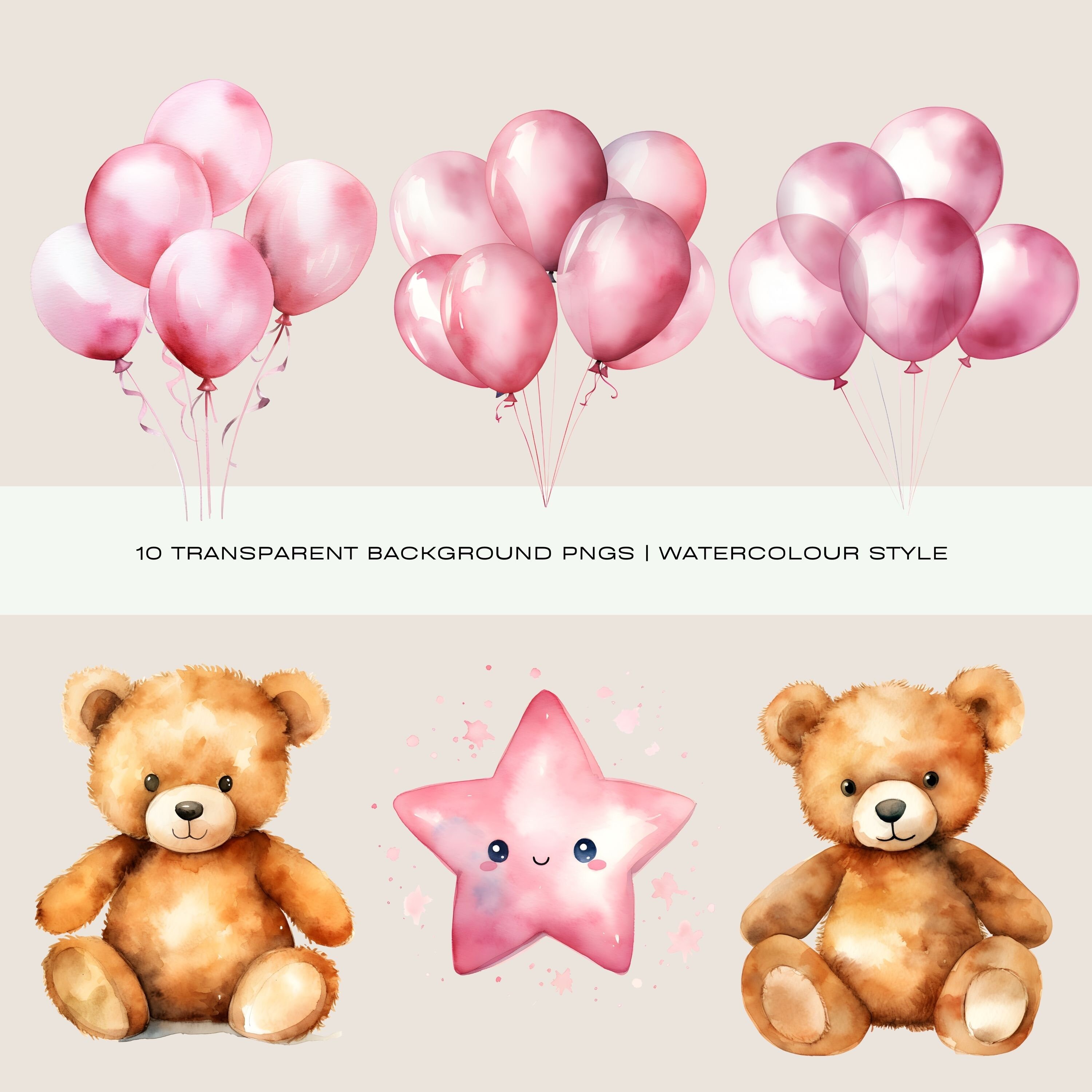 Pink Baby Shower Clipart Bundle Watercolor Clipart for - Etsy
