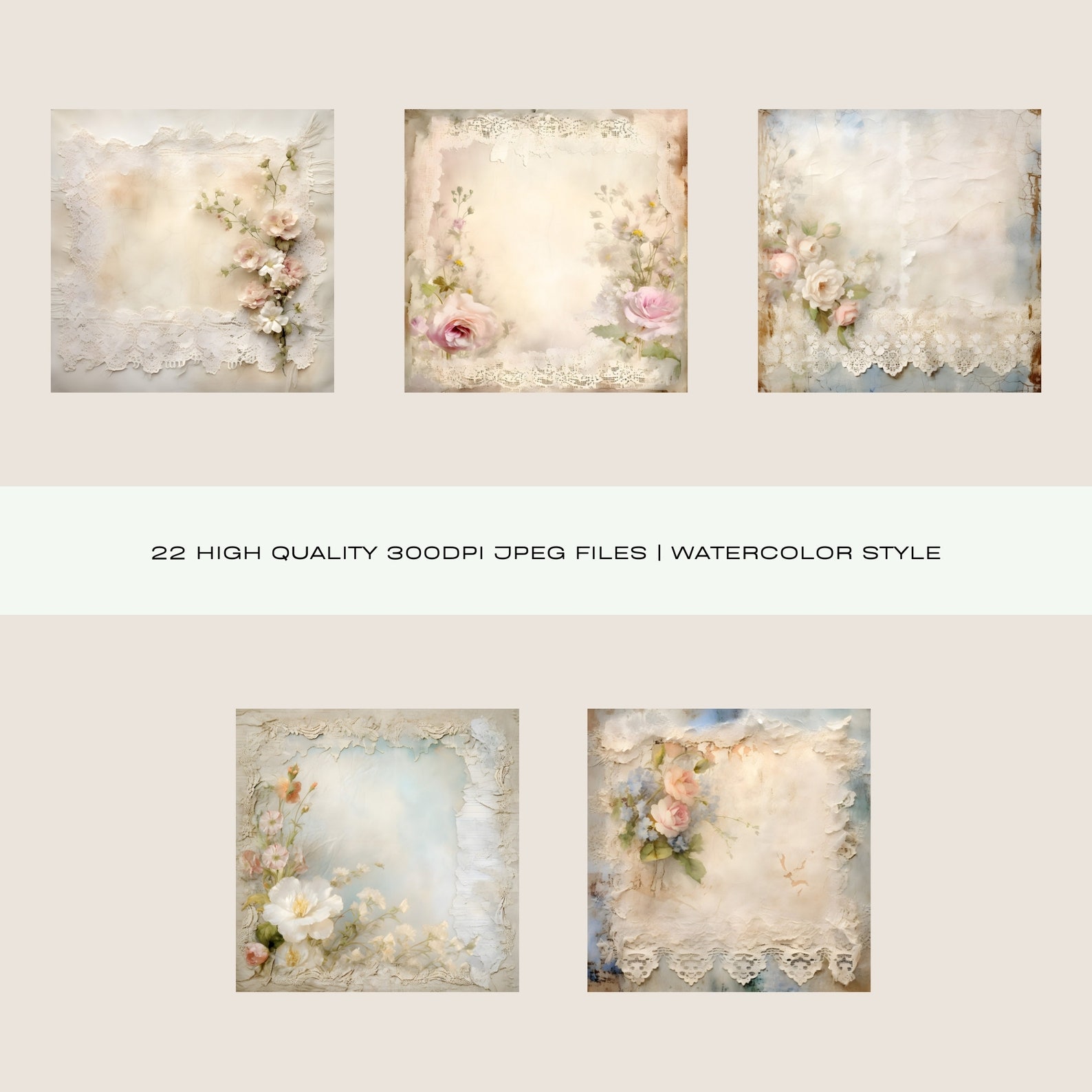 Shabby Chic Floral Digital Paper, Printable Scrapbook Paper, Junk ...