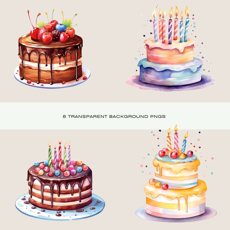 Birthday Cake Clipart, Clipart for Commercial Use, Transparent Pngs ...