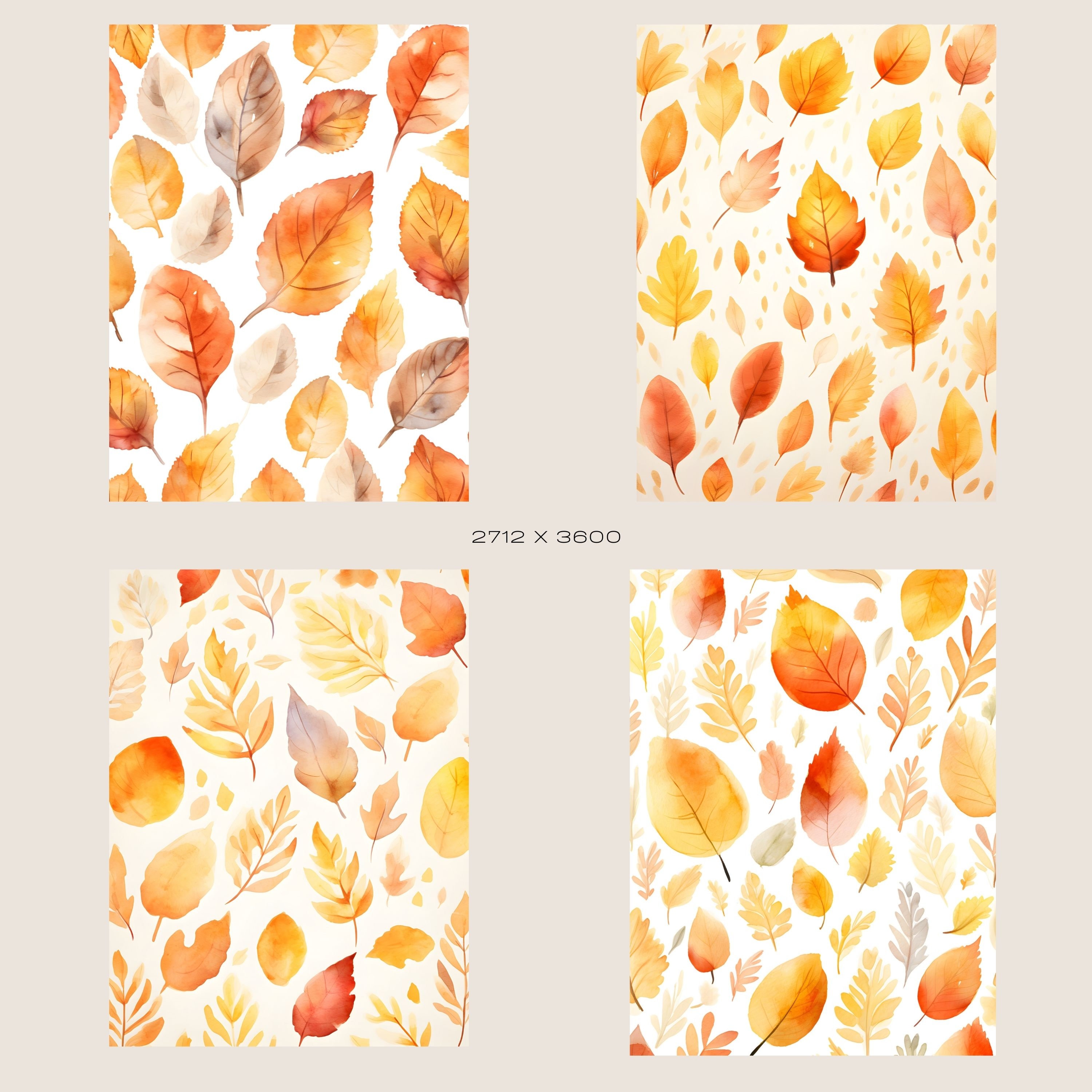 Fall Leaves Digital Paper, Printable Scrapbook Paper, Texture ...