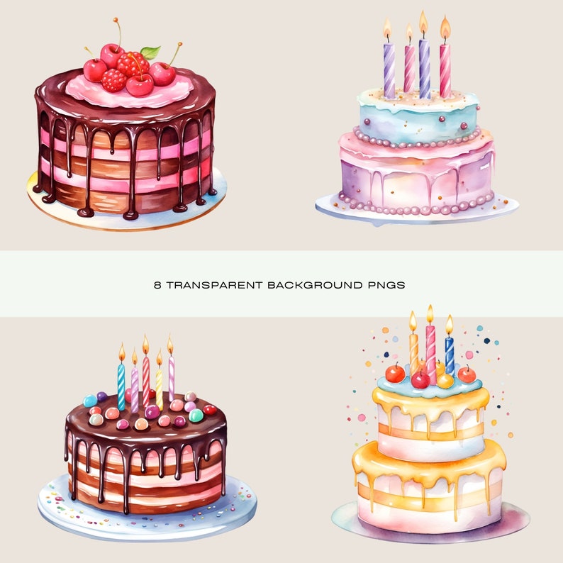 Birthday Cake Clipart, Clipart for Commercial Use, Transparent Pngs ...
